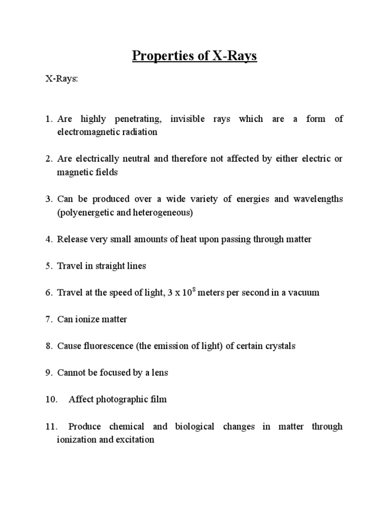 12 Key Properties of X-Rays | PDF