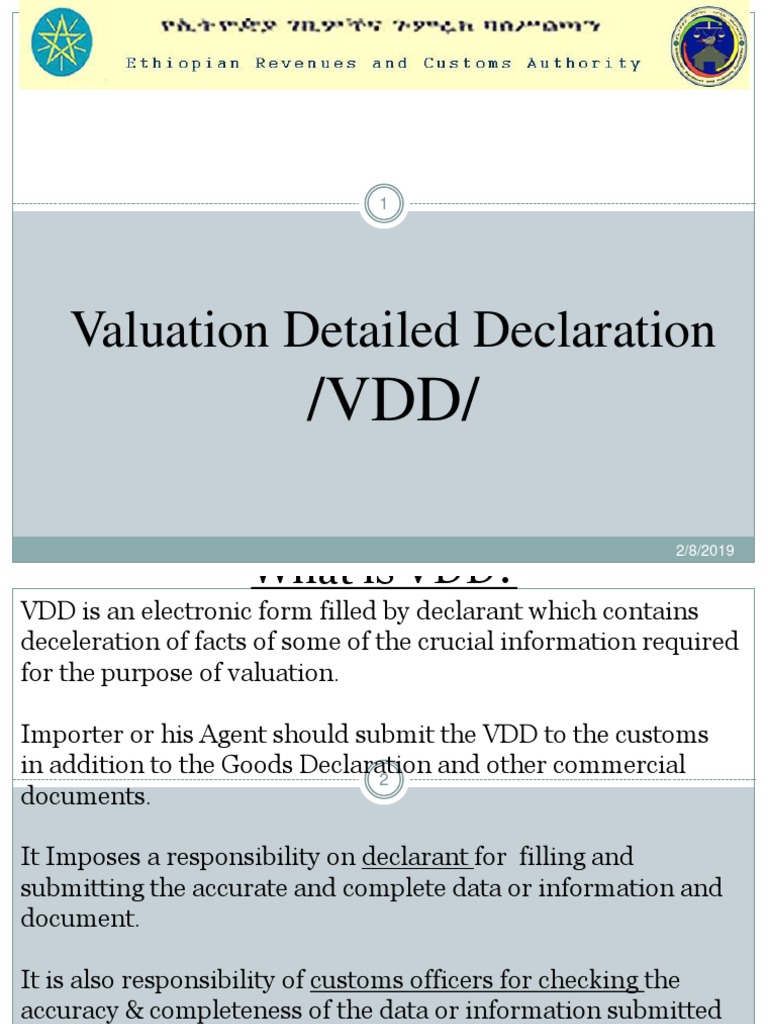 VDD Presentation | Download Free PDF | Discounts And Allowances | Customs