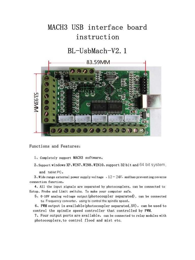 USB MACH3 Interface Board BL-UsbMACH-V2.1 Instruction | Electrical ...