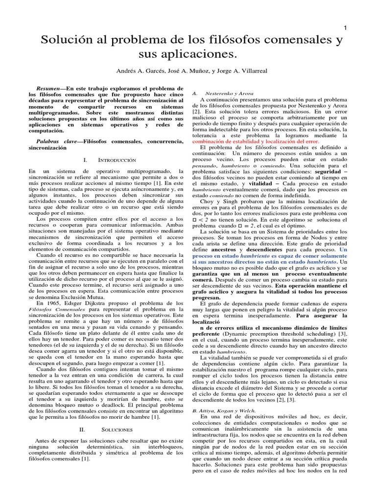 Solucion Al Problema de Los Filosofos | PDF | Algoritmos | Sistema operativo