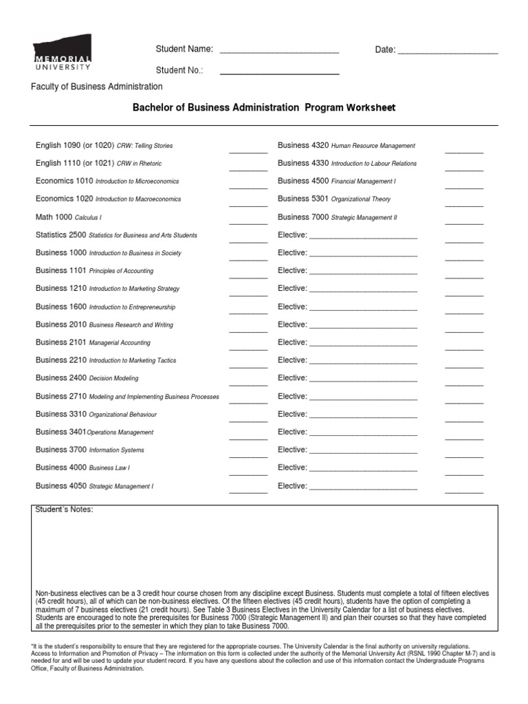 BBA Worksheet | PDF | Course Credit | Economics