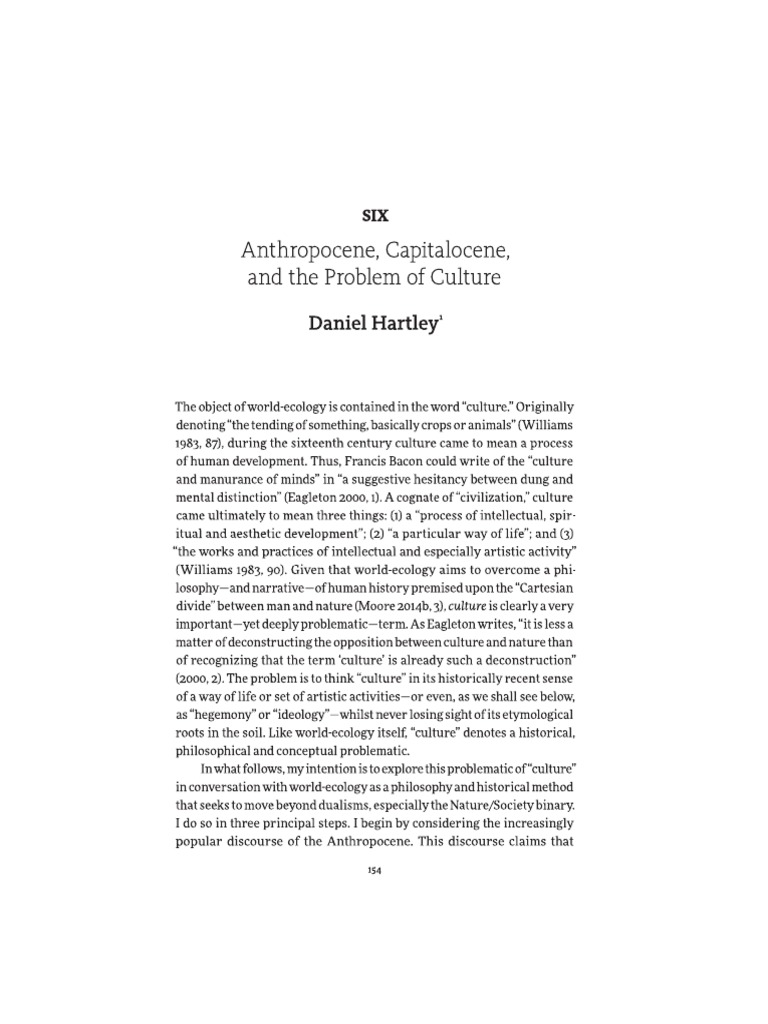 D - Hartley - Anthropocene Capitalocene and The Problem of Culture PDF | PDF