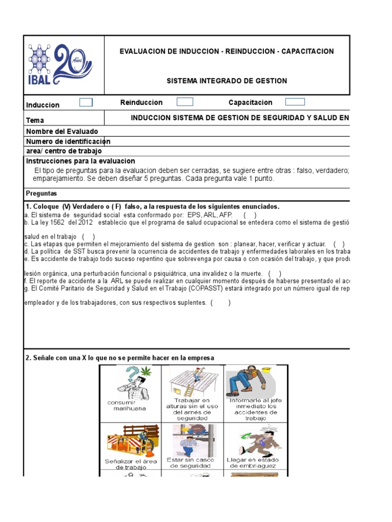 SG-R-132 Evaluación de Induccion, Reinduccion, Capacitacion | Bienestar