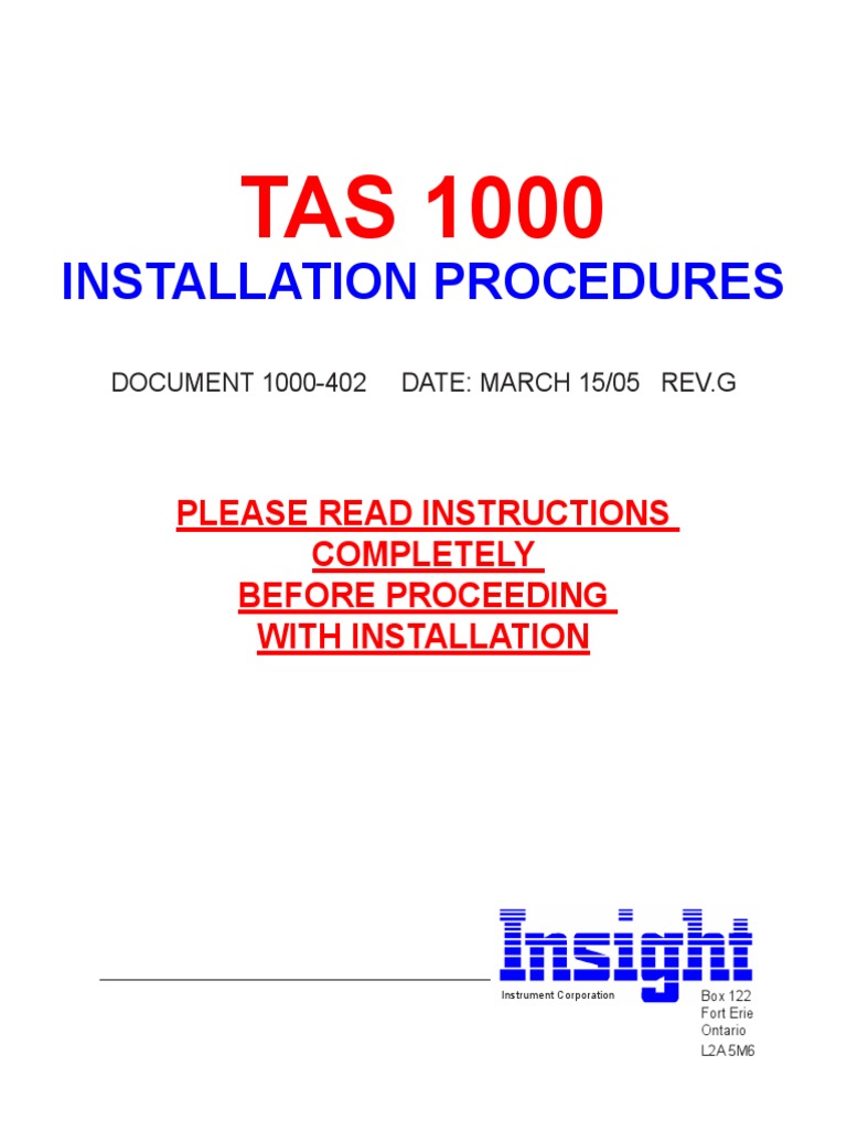 TAS 1000 & TF-500 Installation Manual | PDF | Altimeter | Direct Current