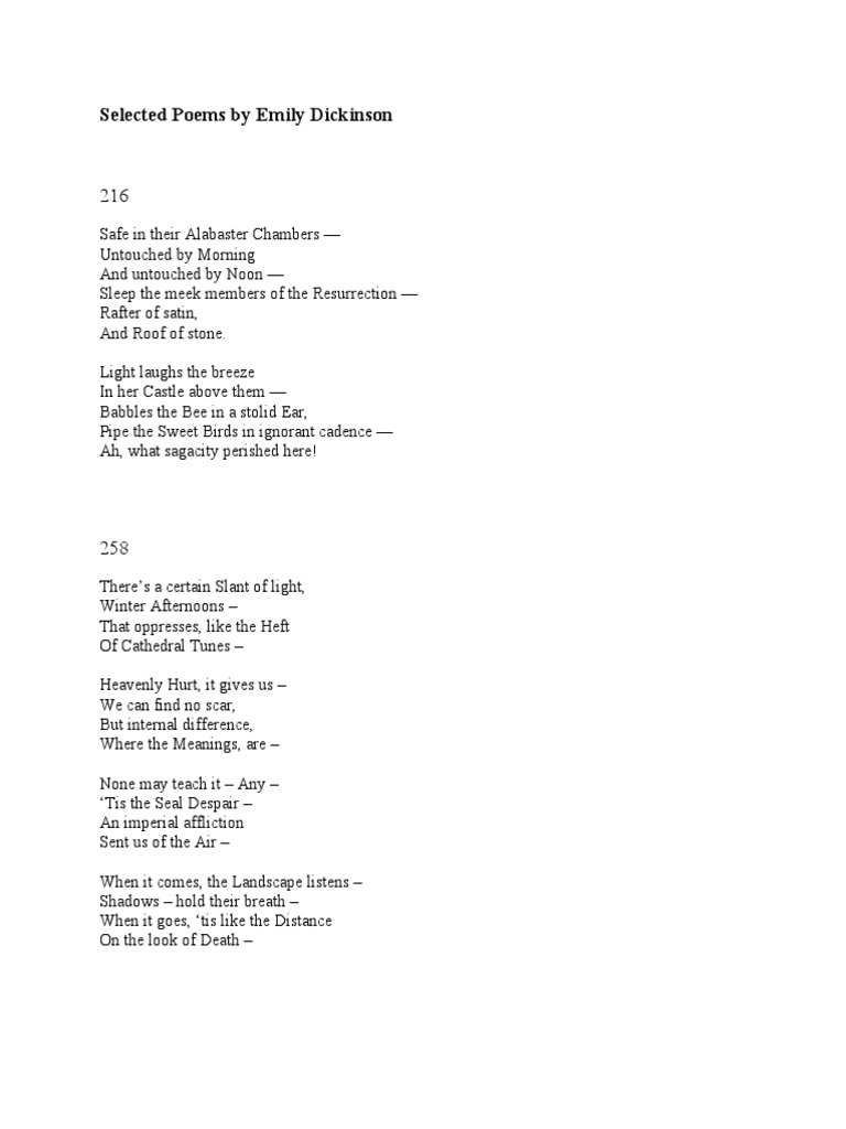 Emily Dickinson's Selected Poems | PDF | Nature