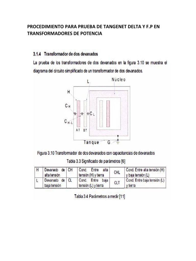 Procedimiento para Prueba de Tangenet Delta y Otras Pruebas1 | PDF ... Procedimiento para Prueba de Tangenet Delta y Otras Pruebas1 | PDF ...