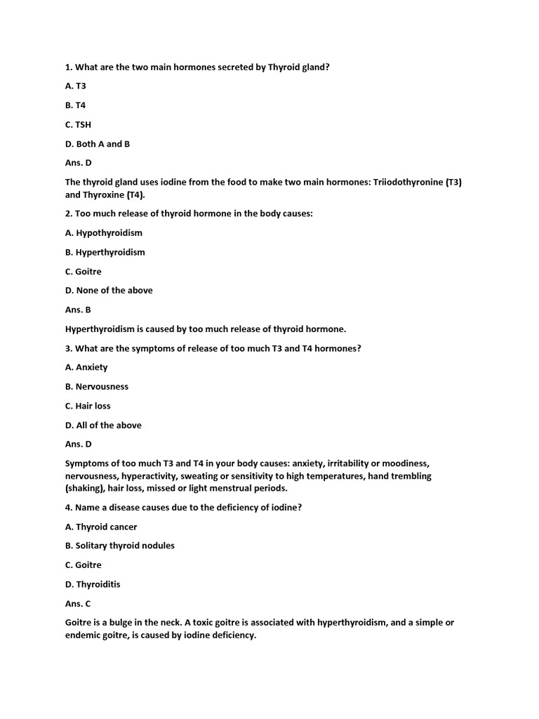 MCQ Thyroid | PDF | Thyroid | Hyperthyroidism
