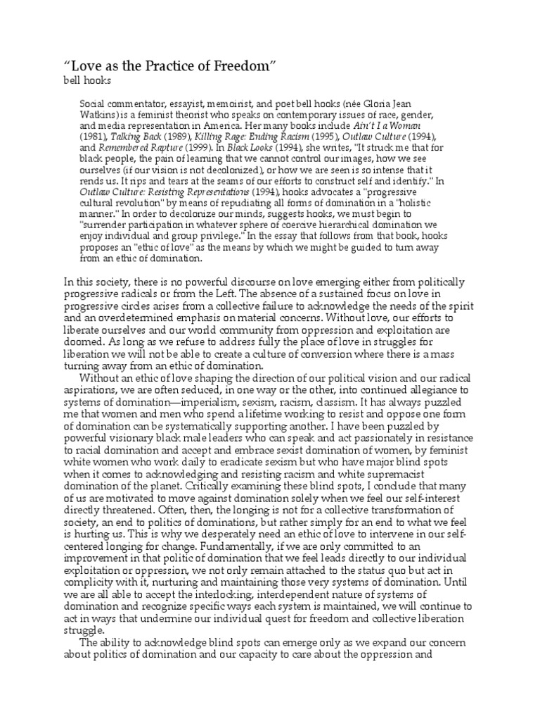 "Love As The Practice of Freedom": Outlaw Culture: Resisting ...