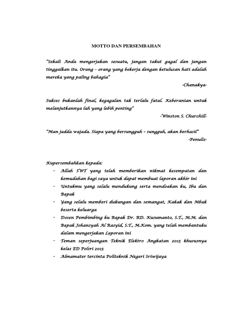 Motto & Persembahan | PDF
