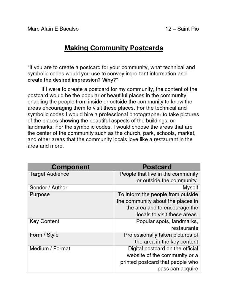 Making Community Postcards | PDF | Postcard | Communication