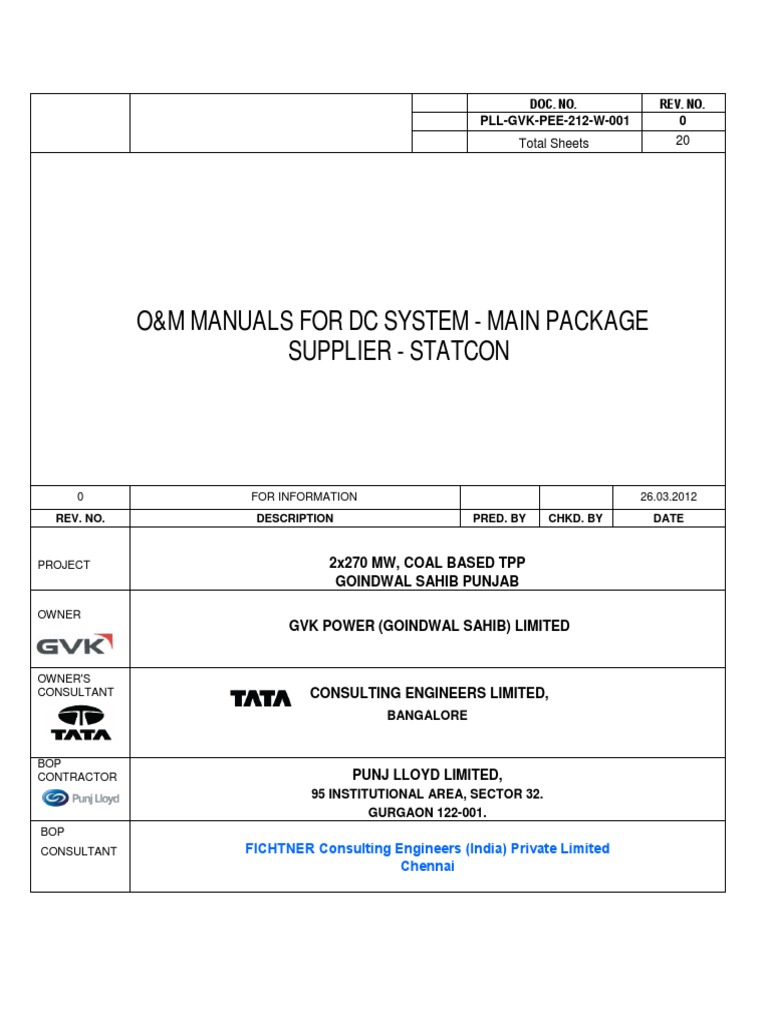 Master Drawing of Battery Chargers o & M Manuals | PDF | Battery ...