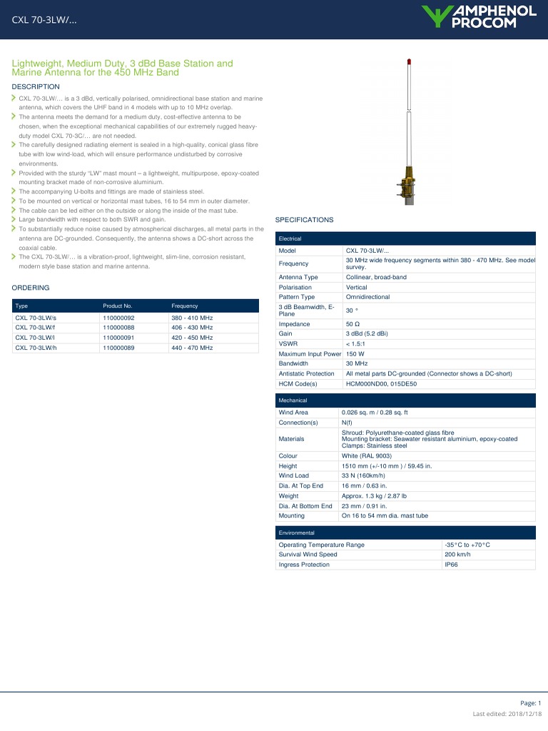 CXL 70-3LW H | PDF | Antenna (Radio) | Electromagnetism