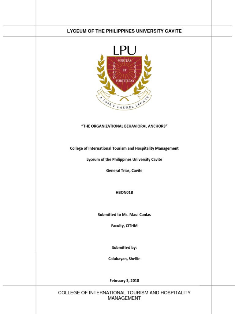 OB Anchors for Hospitality Students | PDF | Organizational Behavior ...