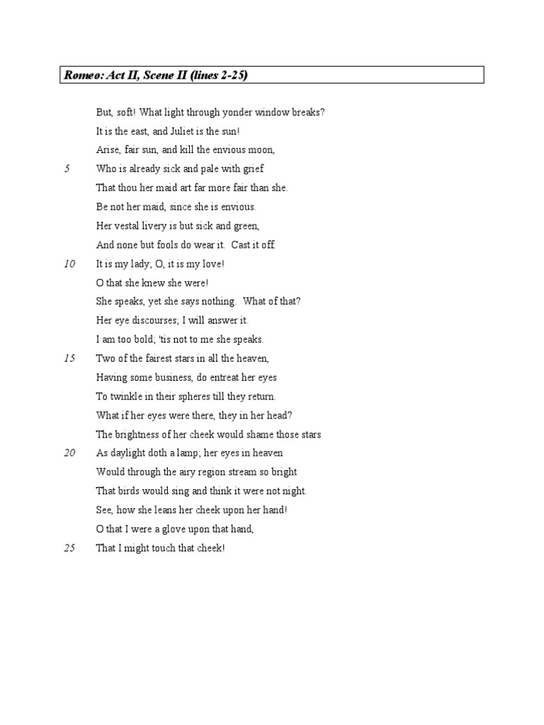 Romeo: Act II, Scene II (Lines 2-25) | PDF | Characters In Romeo And Juliet