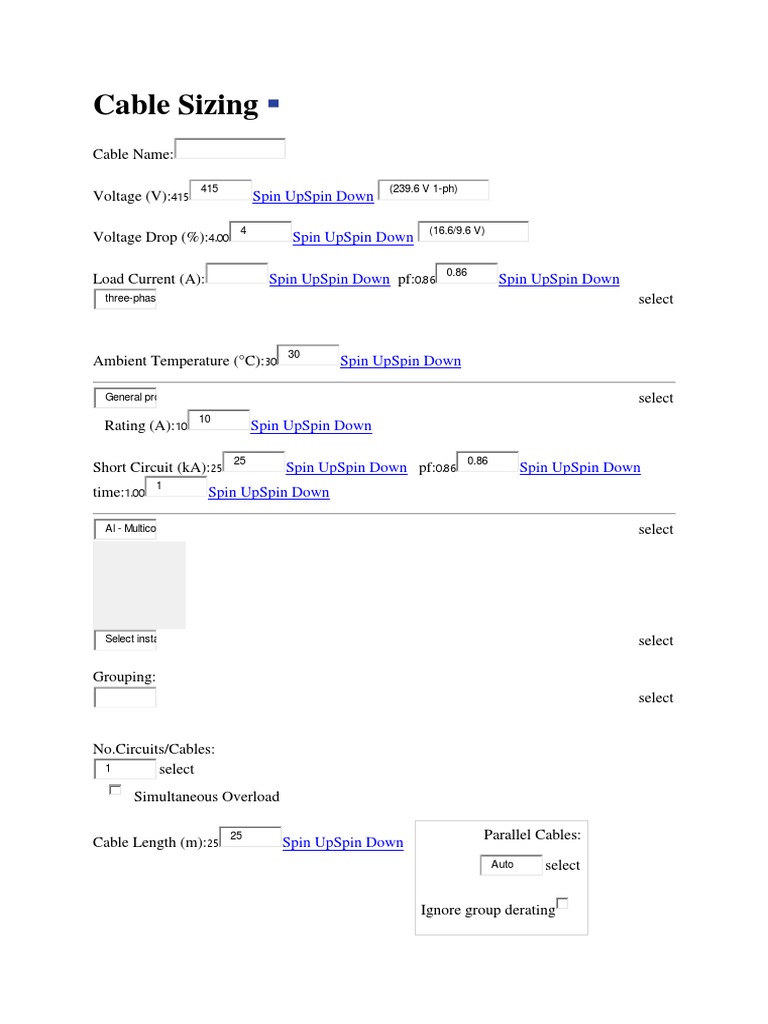 Cable Sizing | PDF | Electrical Resistance And Conductance | Electrical ...
