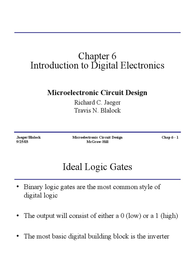 Introduction To Digital Electronics: Microelectronic Circuit Design | PDF | Logic Gate | Mosfet