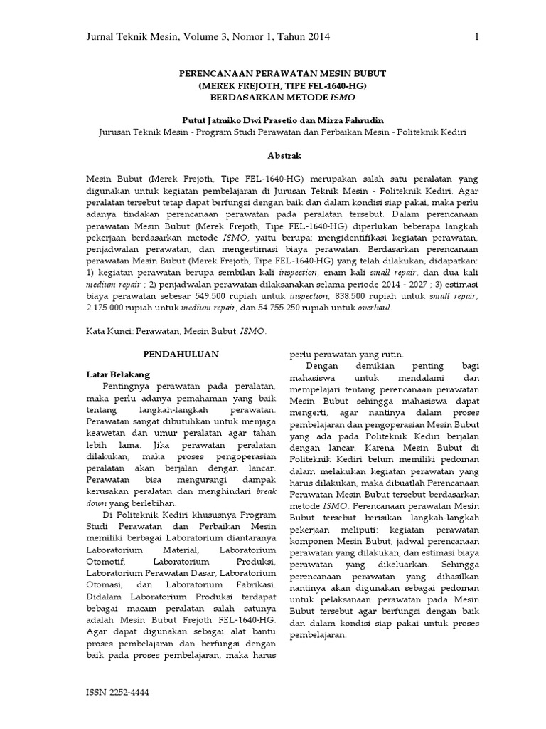 Perawatan Mesin Bubut Frejoth ISMO | PDF