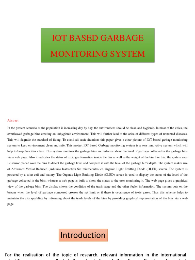 Iot Based Garbage Monitoring System | PDF | Internet Of Things | Oled