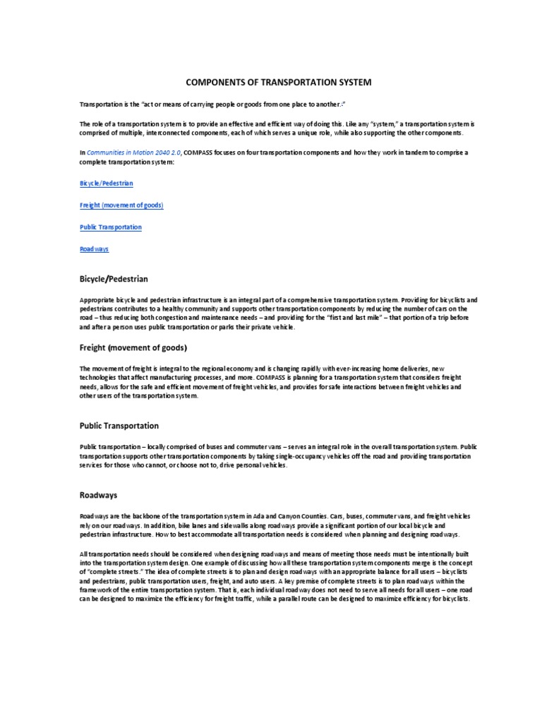 Components of Transportation System 12 | PDF | Public Transport | Transport