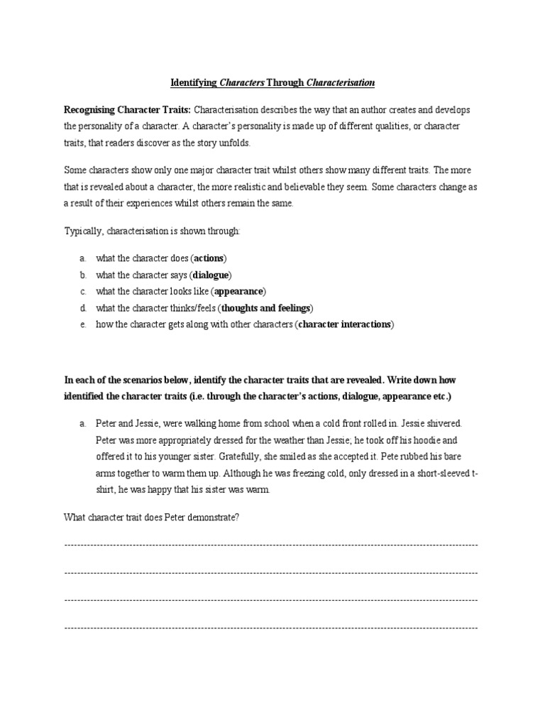 Identifying Characters Through Characterisation | PDF