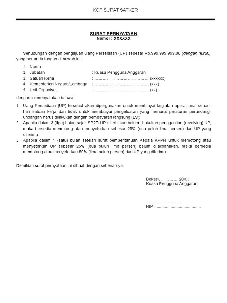 Surat Pernyataan Up | PDF