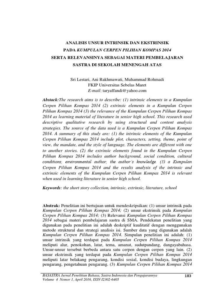 ID Analisis Unsur Intrinsik Dan Ekstrinsik PDF | PDF