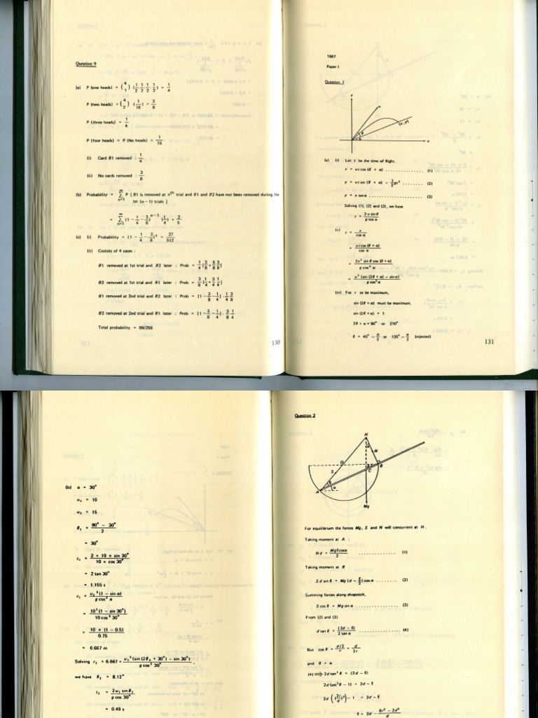 1987 AL Applied Mathematics Paper 1, 2 - Solutions | PDF