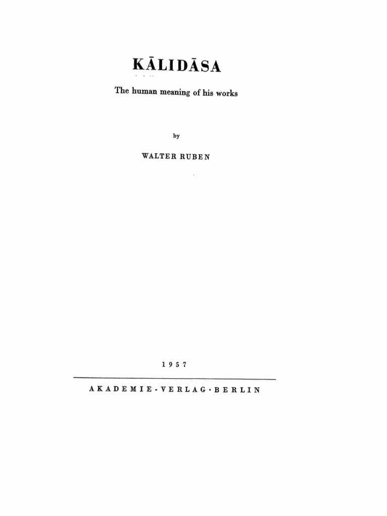 Kalidasa The Human Meaning of His Works | PDF