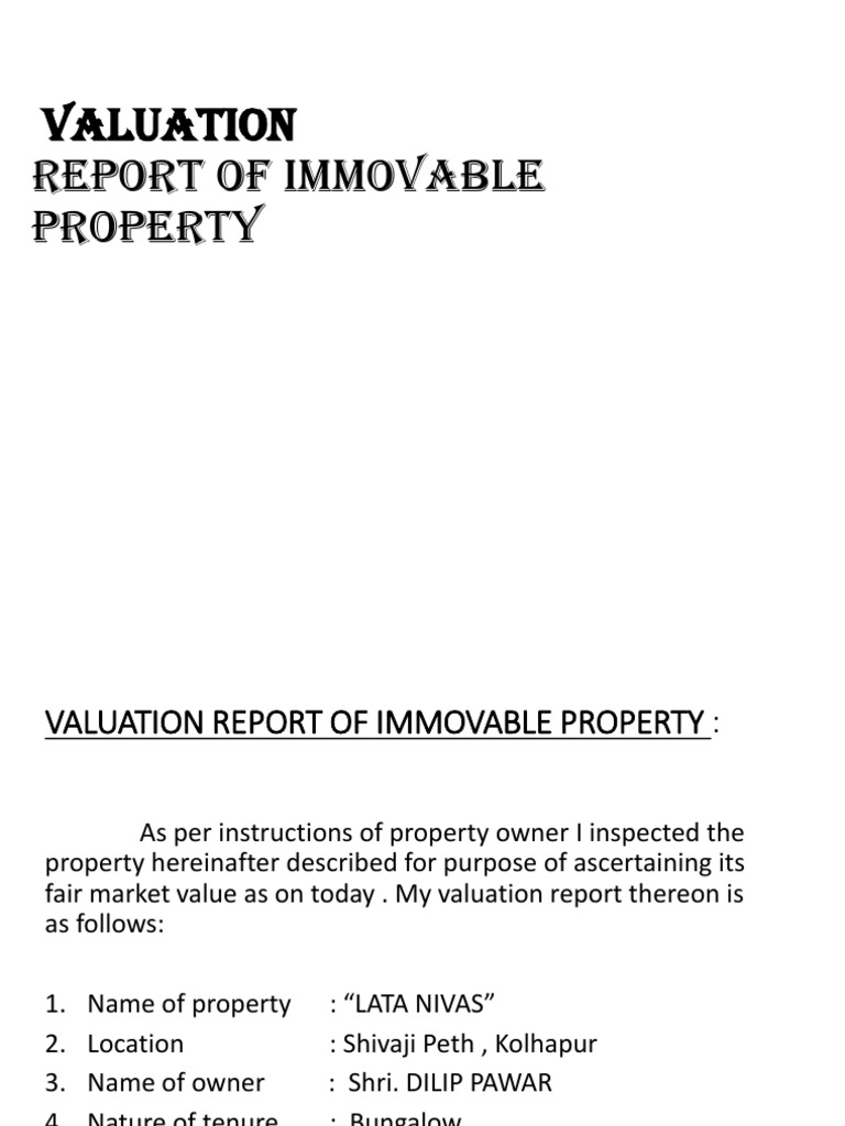 Immovable Property Valuation Report | PDF | Wall | Building Technology
