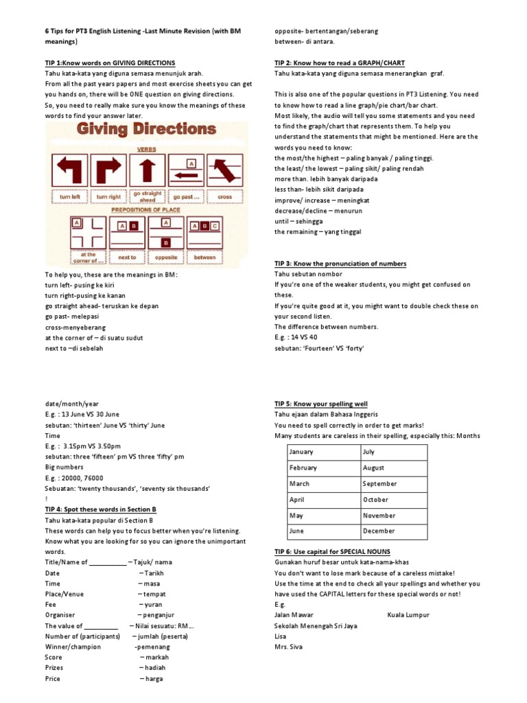 6 Tips For PT3 English Listening | PDF | Linguistics
