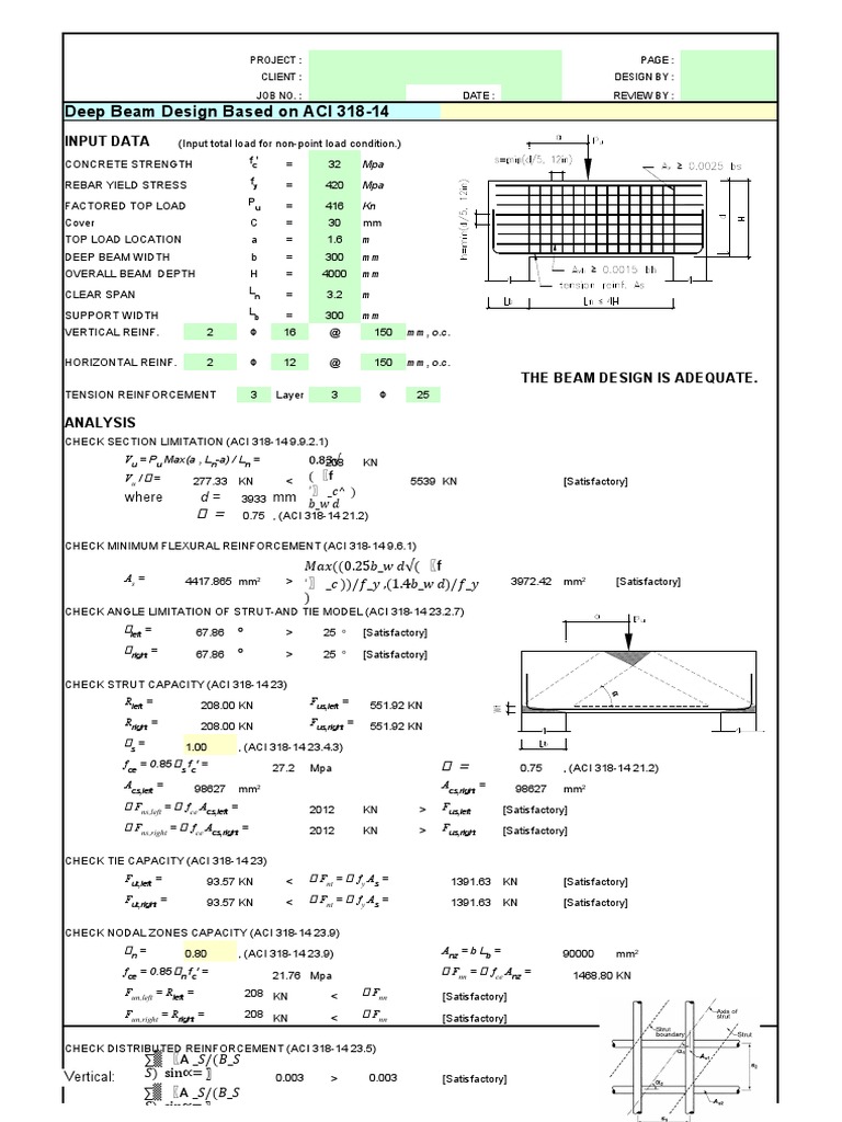 Deep Beam Design Based On ACI 318-14: Input Data | PDF | Beam ...