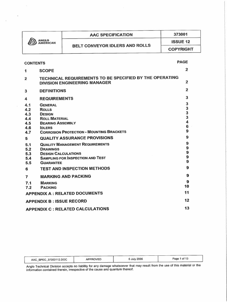 Belt Conveyor Idlers and Rolls | PDF