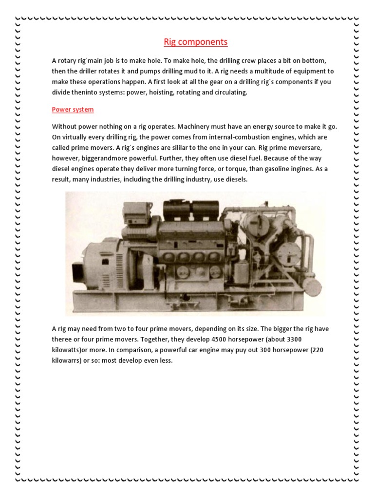 Rig Components | PDF | Drilling Rig | Engines