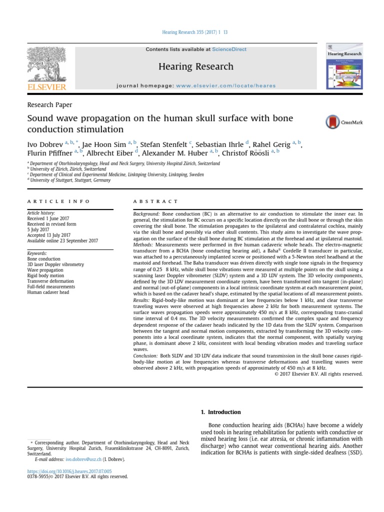Sound Wave Propagation On The Human Skull Surface With Bone Conduction ...