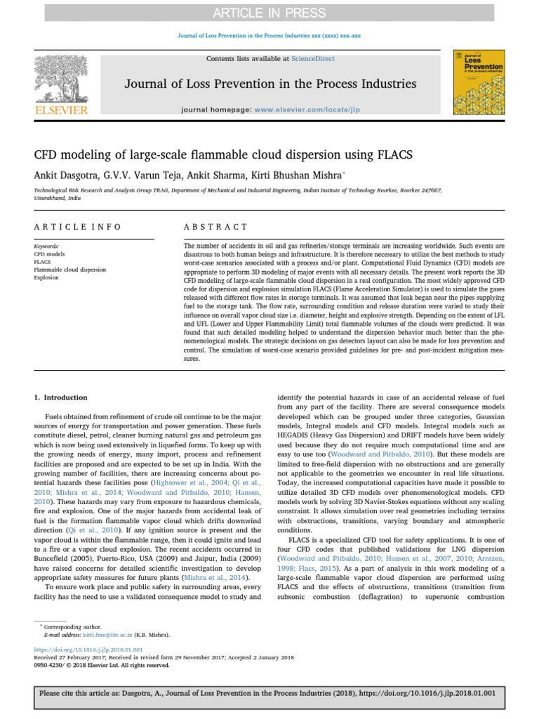 CFD Modeling of Large-Scale Flammable Cloud Dispersion Using FLACS | Download Free PDF ...