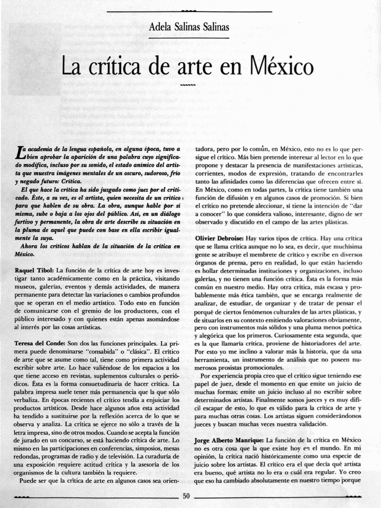 Crítica Del Arte | PDF | Crítica de arte | Cognición