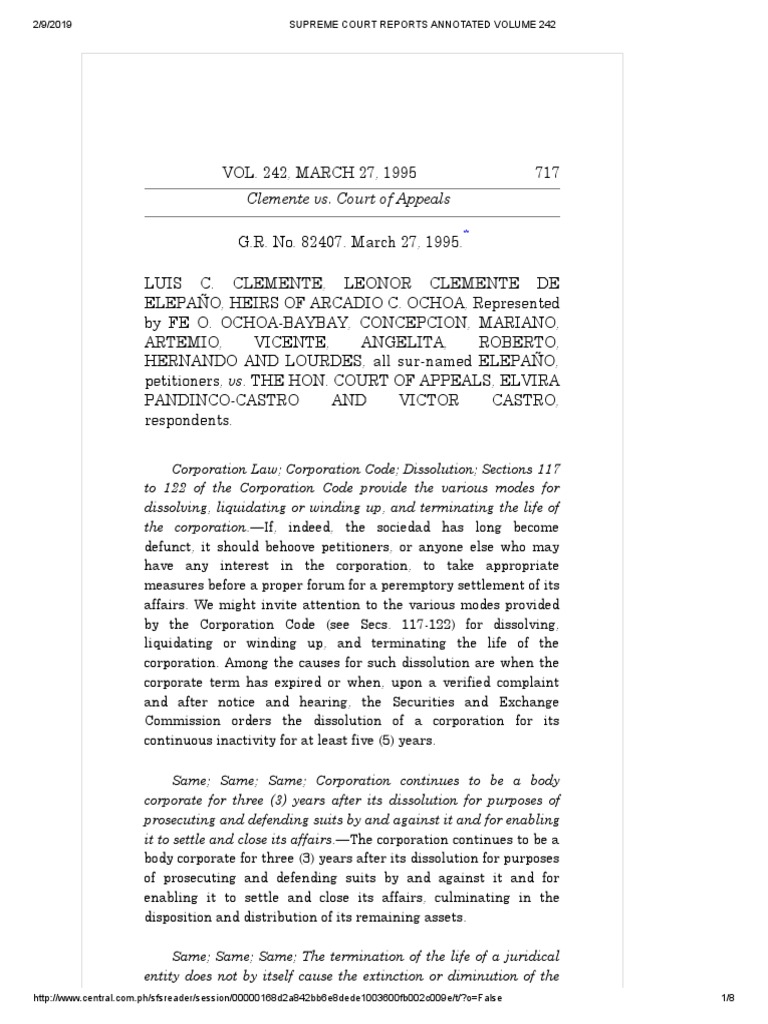 Clemente vs. Court of Appeals | PDF | Liquidation | Ownership