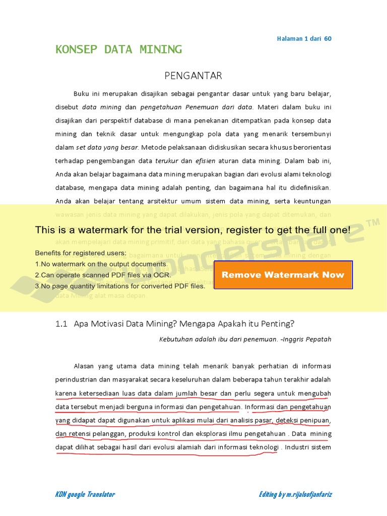 Chapter 1. Data Mining Versi Indonesia Complete Realice | PDF