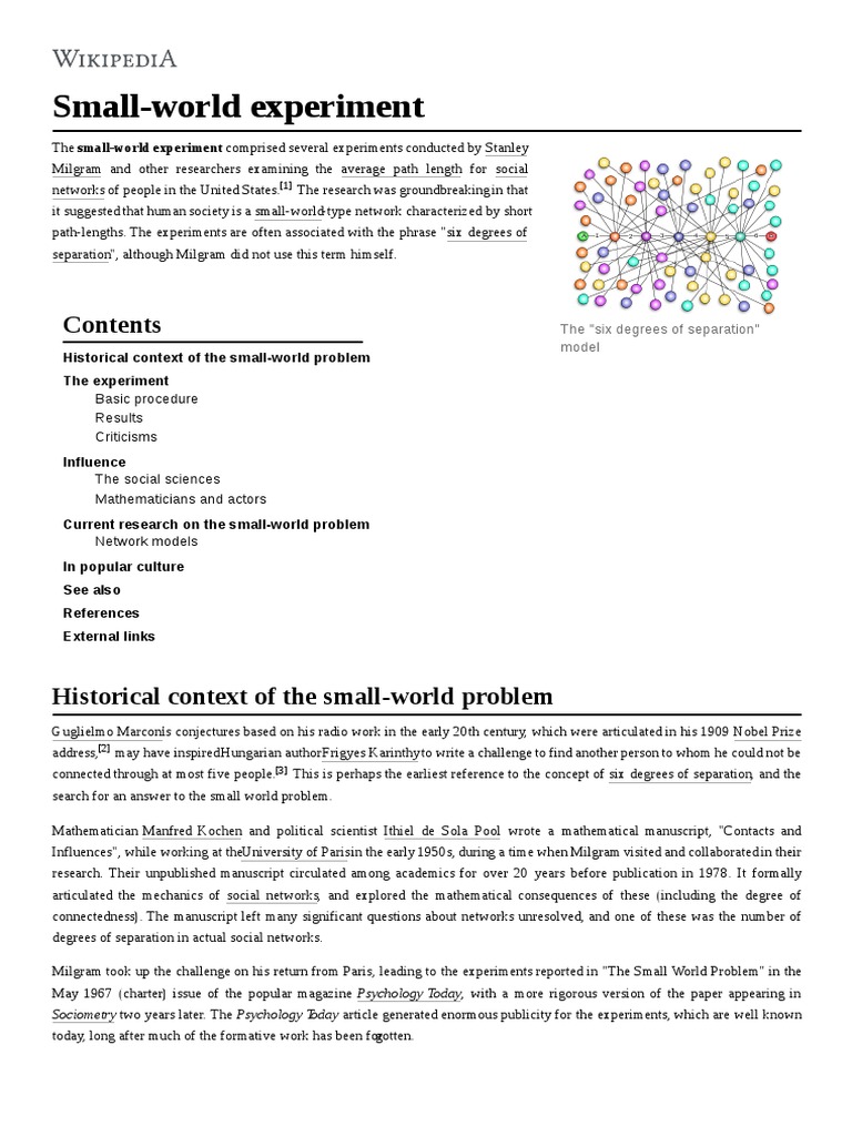 Small World Experiment | PDF | Networks | Science