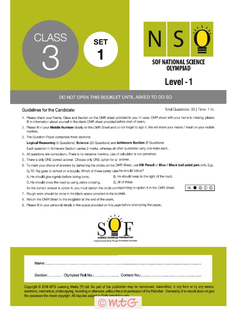 Nso Class 3 Set 1 Osds | PDF
