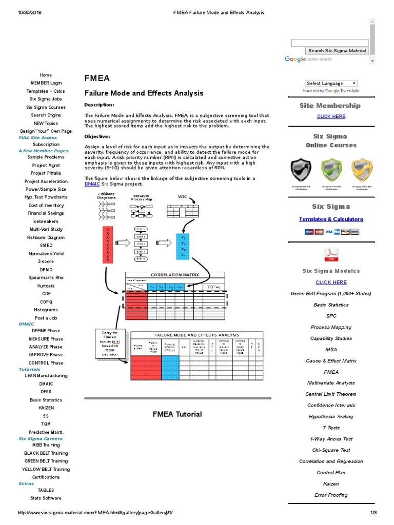 FMEA Failure Mode and Effects Analysis | PDF | Six Sigma | Statistical ...