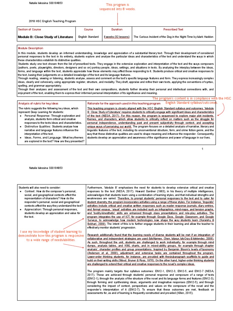 HSC English Module B Teaching Plan | PDF | Learning | Narrative