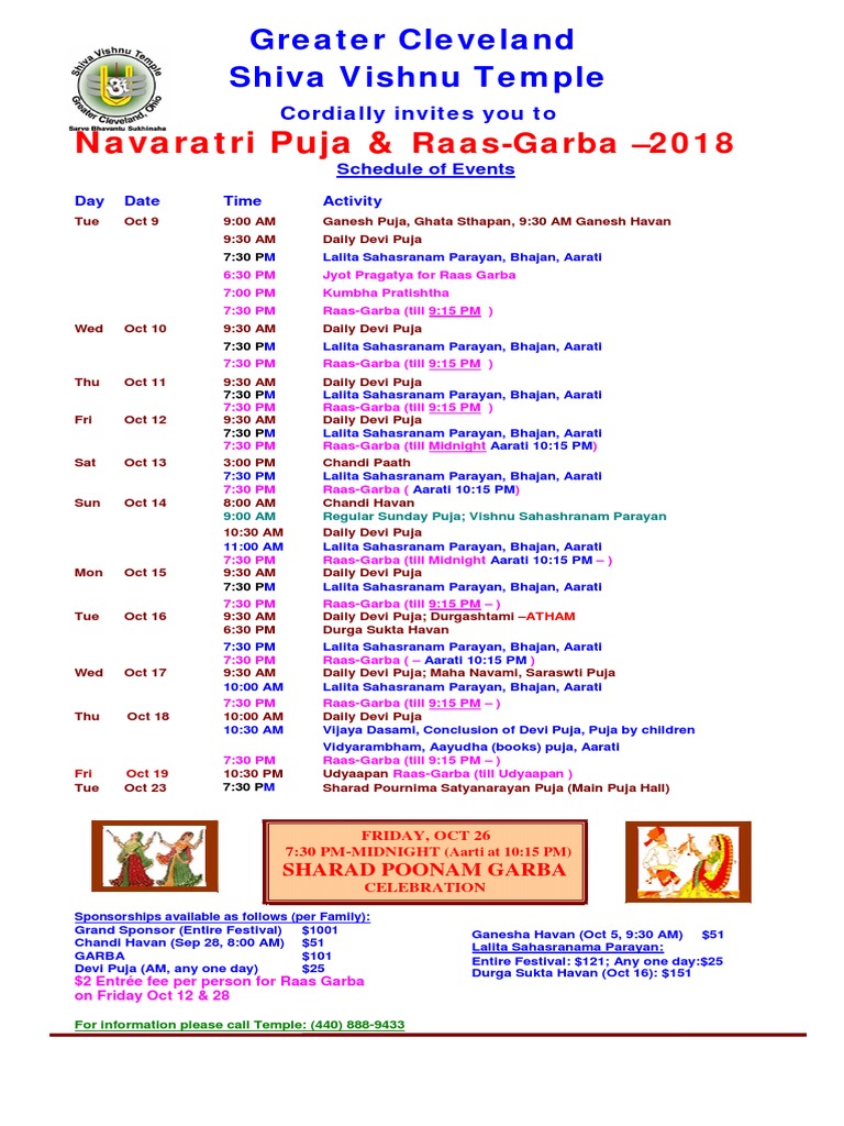 Navaratri Puja &: Greater Cleveland Shiva Vishnu Temple | PDF | Hindu ...