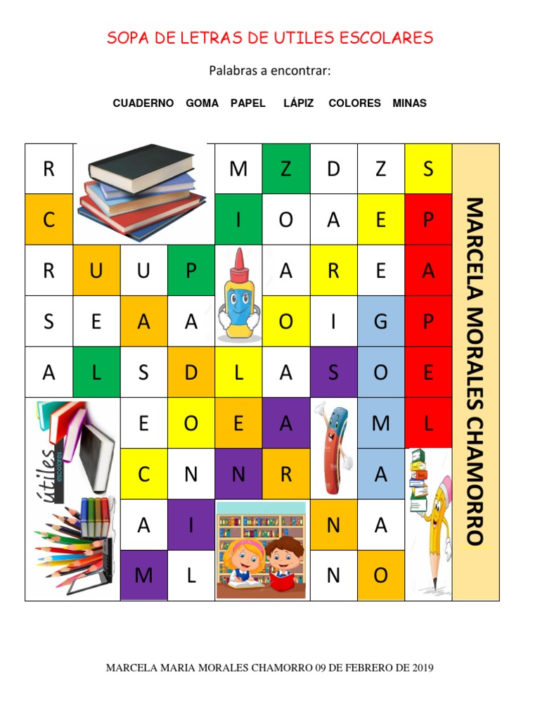 Sopa de Letras de Utiles Escolares | PDF | Sicología