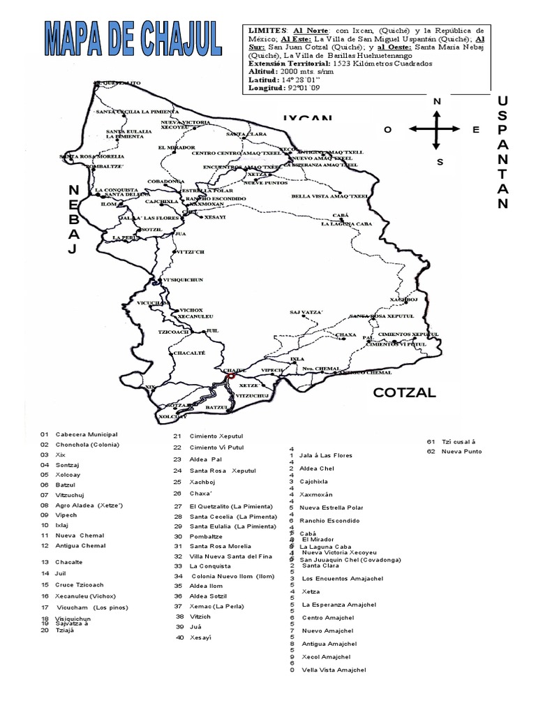 Mapa de Chajul Con Sus Comunidades.