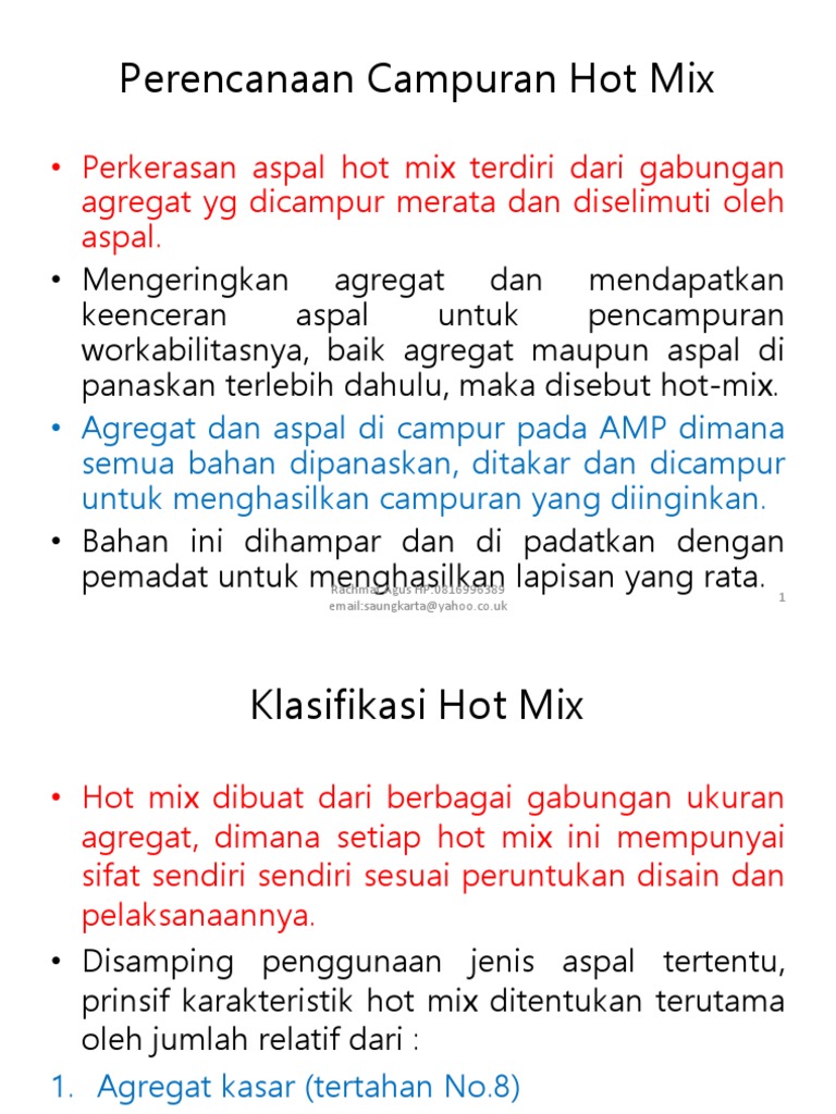 Perencanaan Campuran Hot Mix | PDF