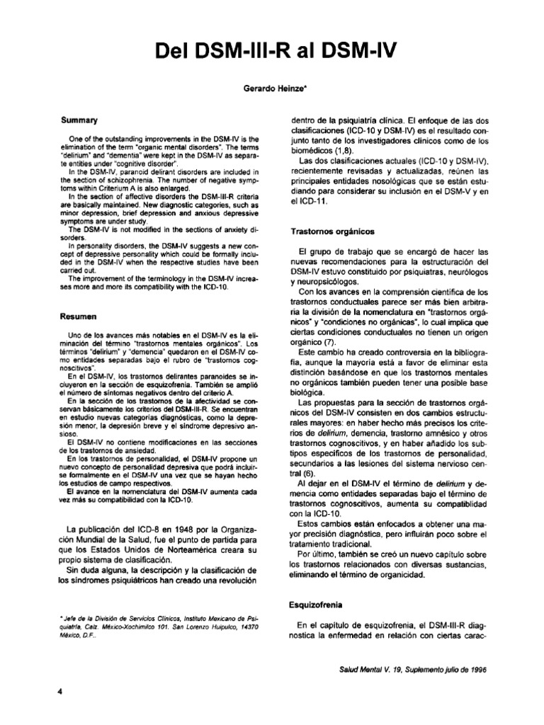 Del DSM-III Al DSM-IV-Heinze PDF | PDF
