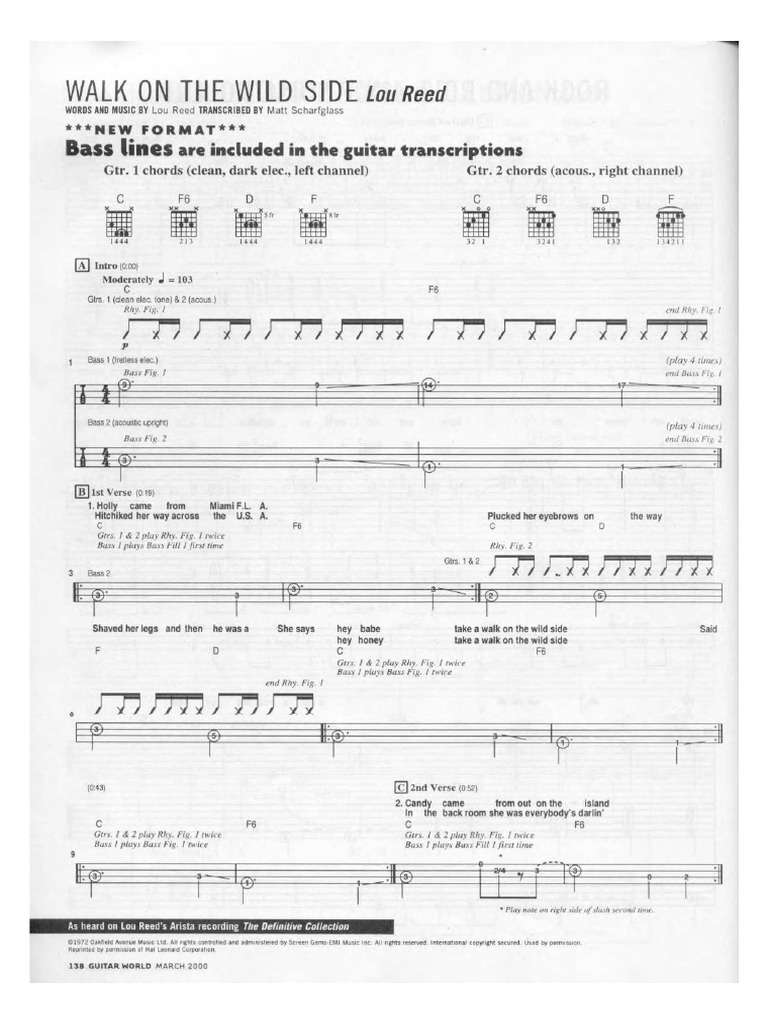 Lou Reed - Walk On The Wildside | PDF