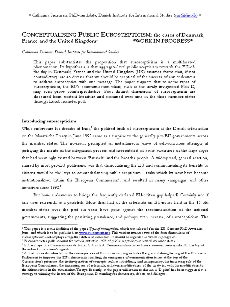 Conceptualising Public Euroscepticism | PDF | Denmark | European Union