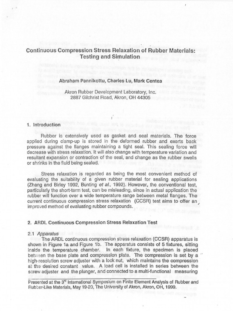 Continuous Compression Stress Relaxation of Rubber Materials - Testing ...